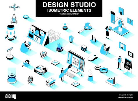 Design Studio Bundle Of Isometric Elements Ui Ux Design Hi Res Stock Photography And Images Alamy