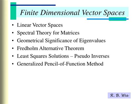 Ppt Exploring Finite Dimensional Vector Spaces Spectral Theory Eigenvalues And Applications