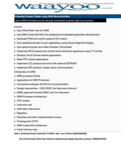 Embedded System Design Using Arm Microcontrollerssummer Short Term