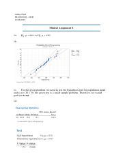 Hypothesis Testing In Statistics Assignment 8 Analysis Course Hero