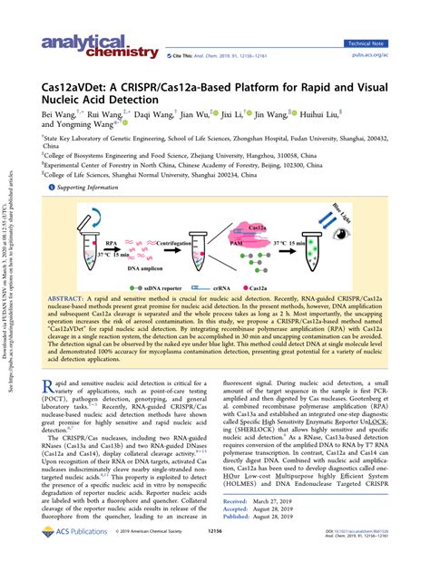 Pdf Cas12avdet A Crisprcas12a Based Platform For Rapid And Visual