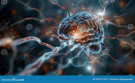 Close Up View Of A Glowing Neuron Network Depicting Complex Neural Connections And Electric