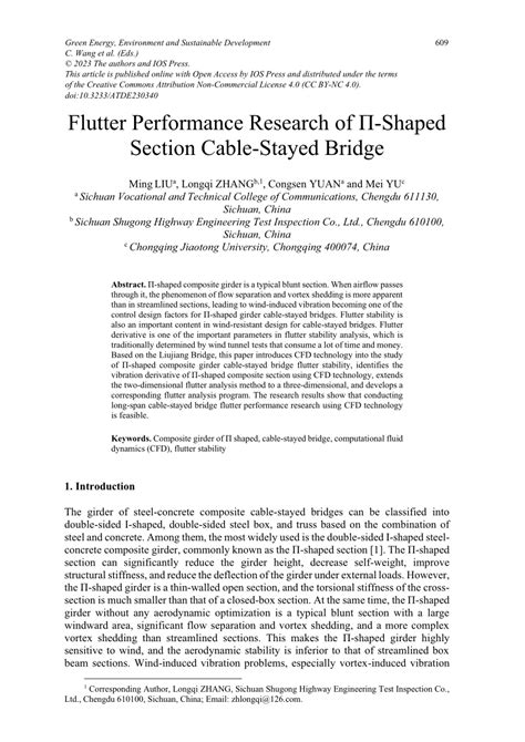 Pdf Flutter Performance Research Of Π Shaped Section Cable Stayed Bridge