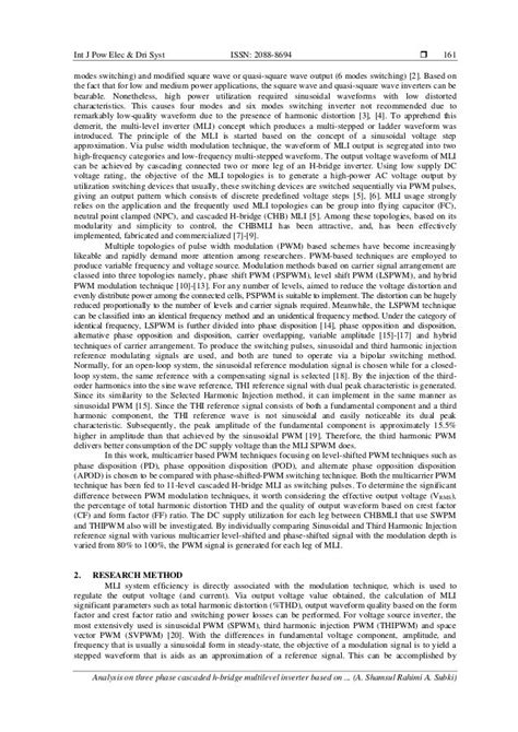 Analysis On Three Phase Cascaded H Bridge Multilevel Inverter Based On