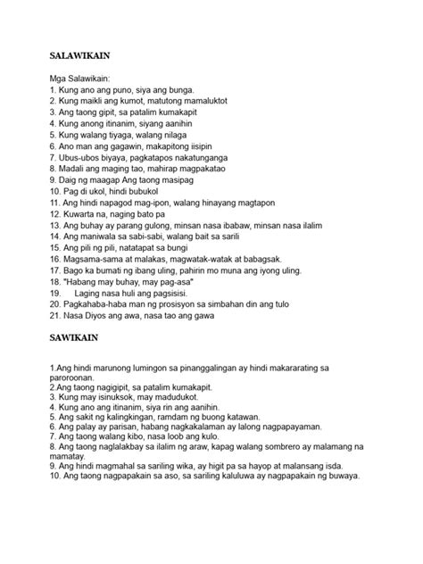 Salawikain And Sawikain Pdf