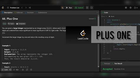 Plus One Leetcode 66 C Youtube