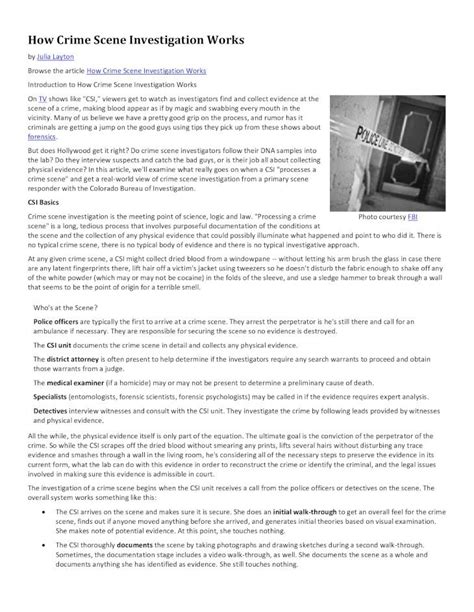 Pdf How Crime Scene Investigation Works Crime Scene Investigation