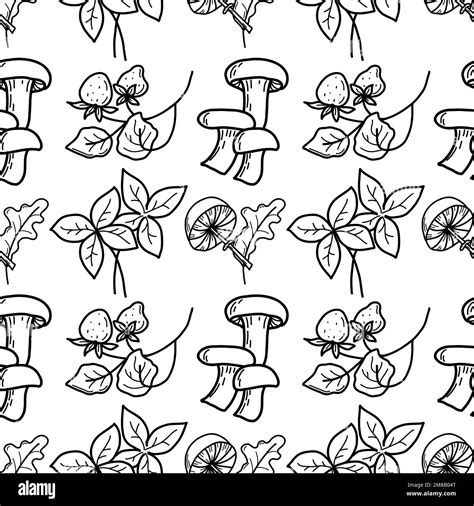 Mushroom Pattern Vector Mushroom Seamless Pattern Illustration With