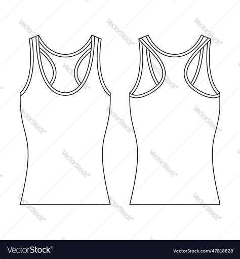Template Women Tank Top Flat Design Outline Vector Image