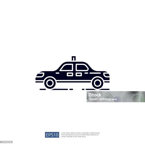 미니멀리스트 스타일로 디자인된 택시 자동차의 단순하고 양식화된 일러스트레이션으로 그래픽 리소스 또는 교통 관련 콘텐츠에 적합합니다 거리에 대한 스톡 벡터 아트 및 기타