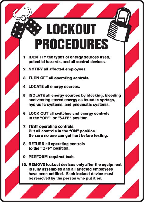 Lockout Procedures List Lockouttagout Sign Mlkt505