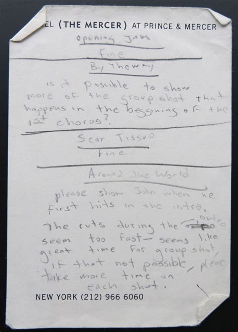 John Frusciante Effects Notas De Edição Do Slane Castle Manuscritas