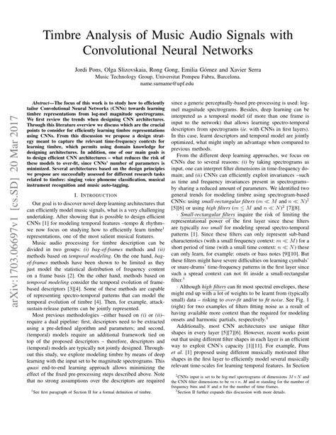 Pdf Timbre Analysis Of Music Audio Signals With Convolutional Neural Networks