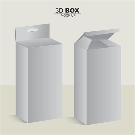 교수형 및 일반 포장 3d 상자 이랑 회색 상자 그림 절연 프리미엄 벡터