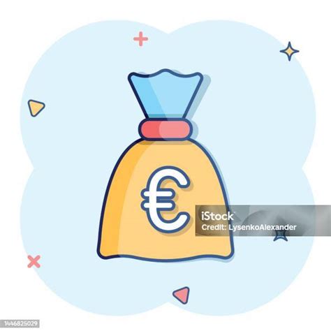 만화 스타일의 머니 백 아이콘 고립 된 배경에 Moneybag 만화 벡터 일러스트레이션 코인 자루 스플래시 효과 기호 비즈니스