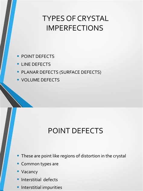 Types Of Crystal Imperfections Point Defects Line Defects Planar Defects Surface Defects