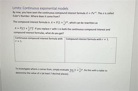 Solved Limits Continuous Exponential Models By Now You