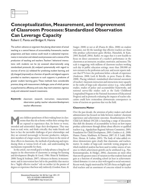Pianta Hamre 2009 Conceptualization Measurement And Improvement Of