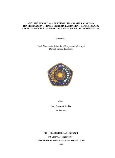 ANALISIS PERBEDAAN PERTUMBUHAN WAJIB PAJAK DAN PENERIMAAN BAGI HASIL