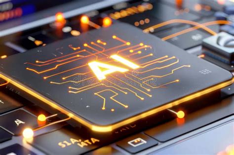 Ai Microchip Glowing In A Neon Lit Digital Circuit Representing