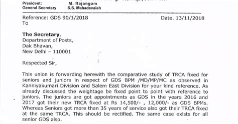 Rural Postal Employees Chq Letter To Department Regarding Additional