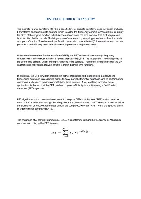 Dft And Its Applications Pdf