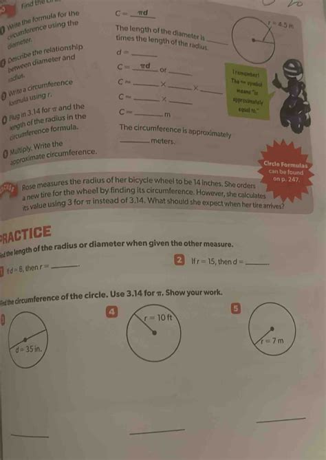 A Write The Formula For The C πd Diameter Circumference Using The
