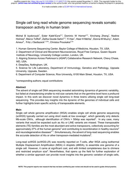 Pdf Single Cell Long Read Whole Genome Sequencing Reveals Somatic
