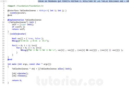 Poo Ciclo For Objective C Tablas Booleanas And Or