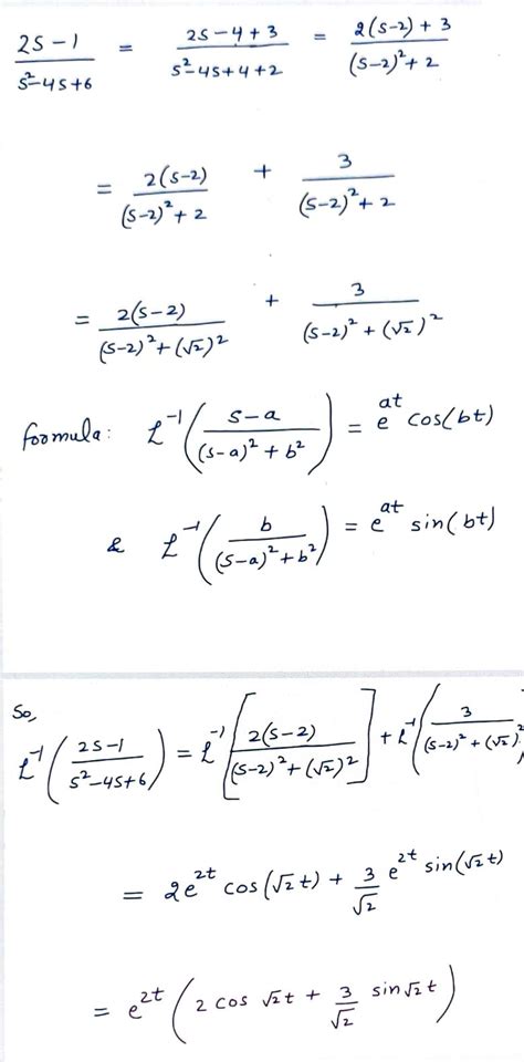 Solved Determine The Inverse Laplace Transform Of The Given Function