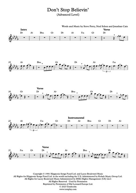 Dont Stop Believin Advanced Level Alto Sax Journey Saxophone