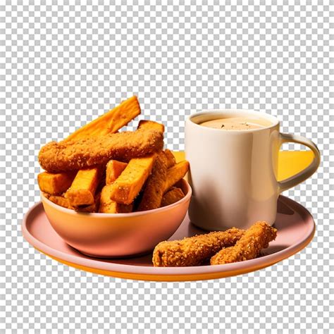 Premium Psd Set Fried Chicken And French Fries Isolated On