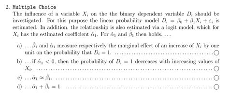 Solved Multiple Choicethe Influence Of A Variable Xi ﻿on The