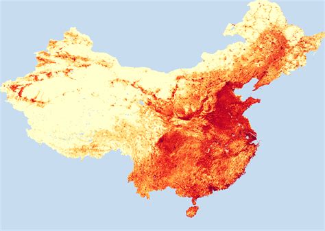 China Population Density Map People Per Km² World Atlas
