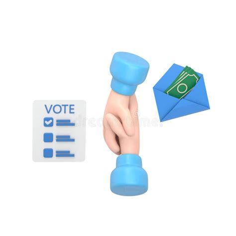 Cartoon Gesture Icon Mockup3d Hand Putting Voting Paper In Ballot Box