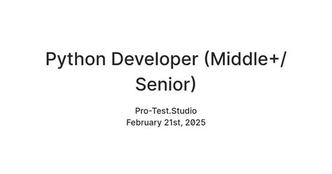 Python Developer Middle Senior — Teletype