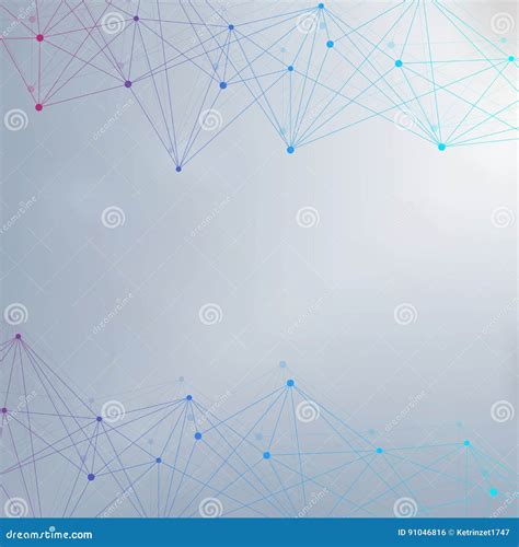 Geometric Abstract Background With Connected Line And Dots Scientific Concept For Your Design