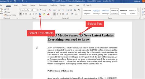 How To Get The Mirror Image Or Water Reflection Of A Text On Microsoft Word
