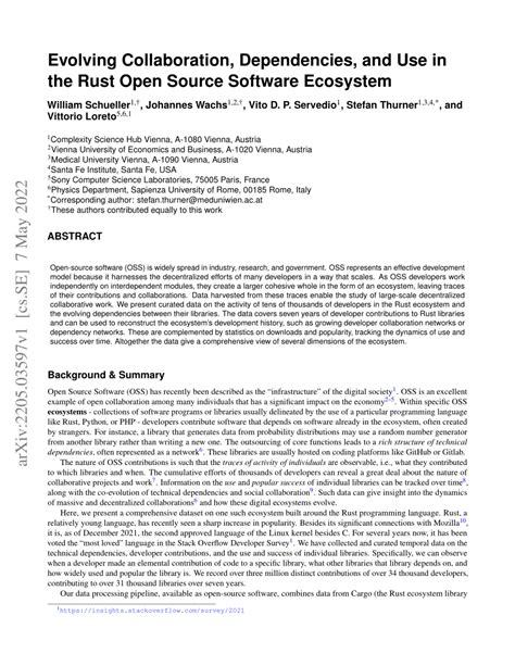 Pdf Evolving Collaboration Dependencies And Use In The Rust Open Source Software Ecosystem