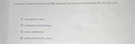 Solved If S Phase Checkpoints Detect That Dna Replication