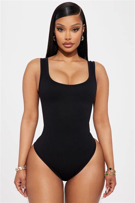 Natalie Ribbed Seamless Bodysuit Black Fashion Nova