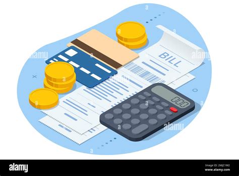 Isometric Online Bill Payment Home Utilities Bill Payment Services Concept Gas Water