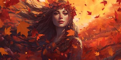 Premium Ai Image Autumn Girl Autumn Banner