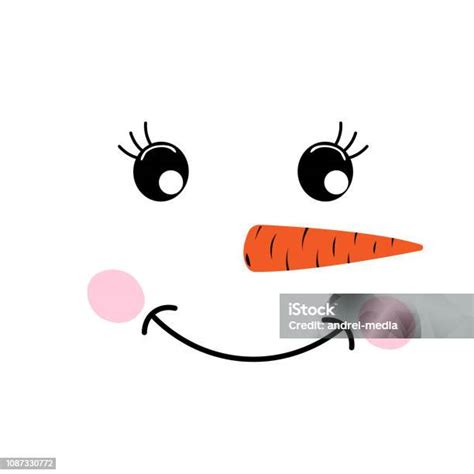 귀여운 재미 흰색 배경에 고립 눈사람 얼굴 안녕하세요 겨울 12월에 대한 스톡 벡터 아트 및 기타 이미지 12월 1월 2월 Istock