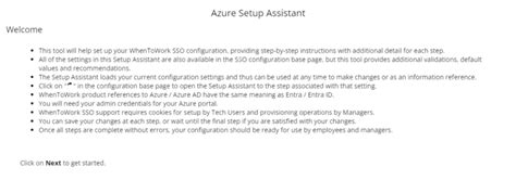 Sso Setup Assistant Preemptive Whentowork Manager Help