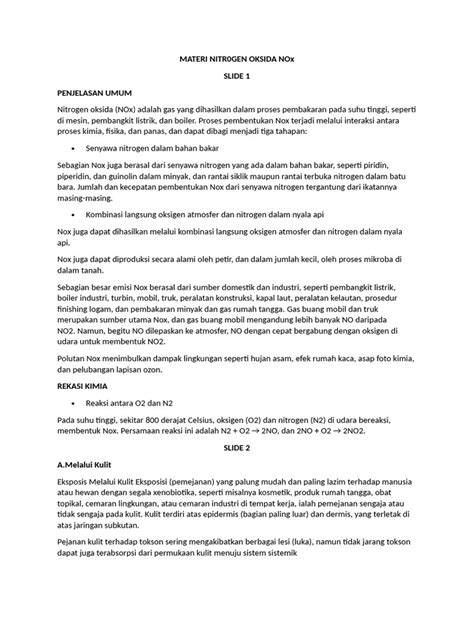 Materi Nitr0gen Oksida Nox Pdf