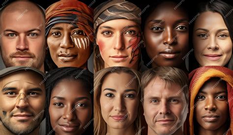 Premium Photo Multicultural Faces Closeup Generative Ai