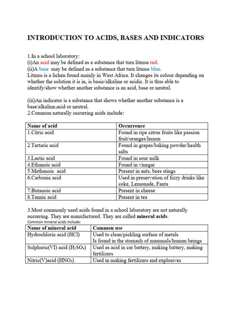 Acidsbases And Indicators Chem F1 V1 Pdf Acid Ph