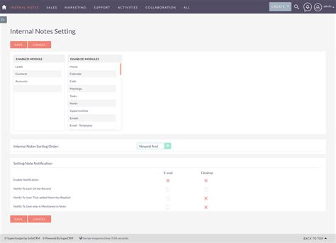 Internal Note Suitecrm Module