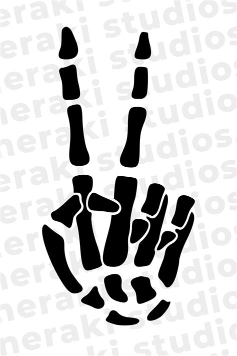 Skeleton Peace Sign SVG Skeleton Hand Filled Svg Etsy